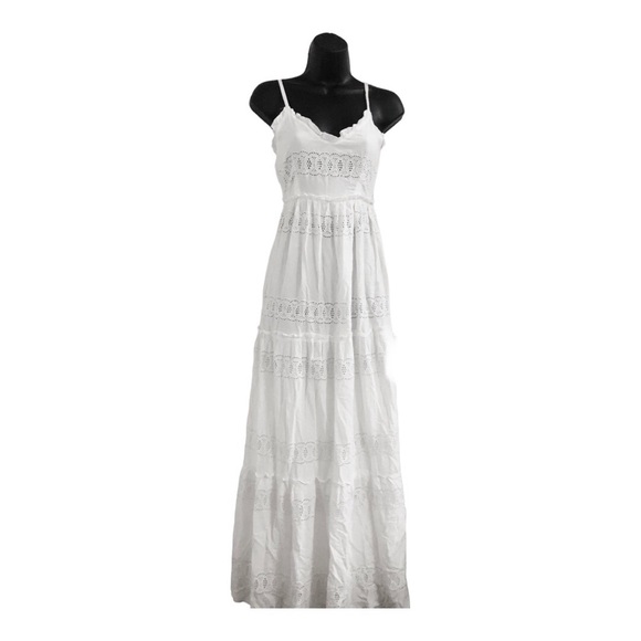 Jessica Simpson | Dresses | Jessica Simpson White Crochet Ruffle Tiered ...